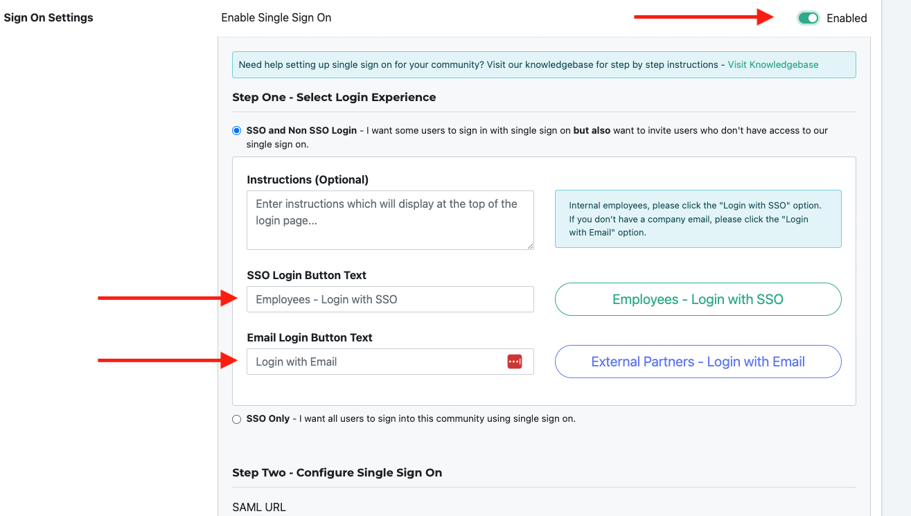 Customize text SSO Login Buttons